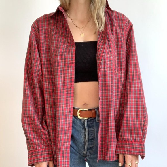 erika classics | Tops | Vintage Red Holiday Plaid Button Up Shirt By Erika Classics | Poshmark